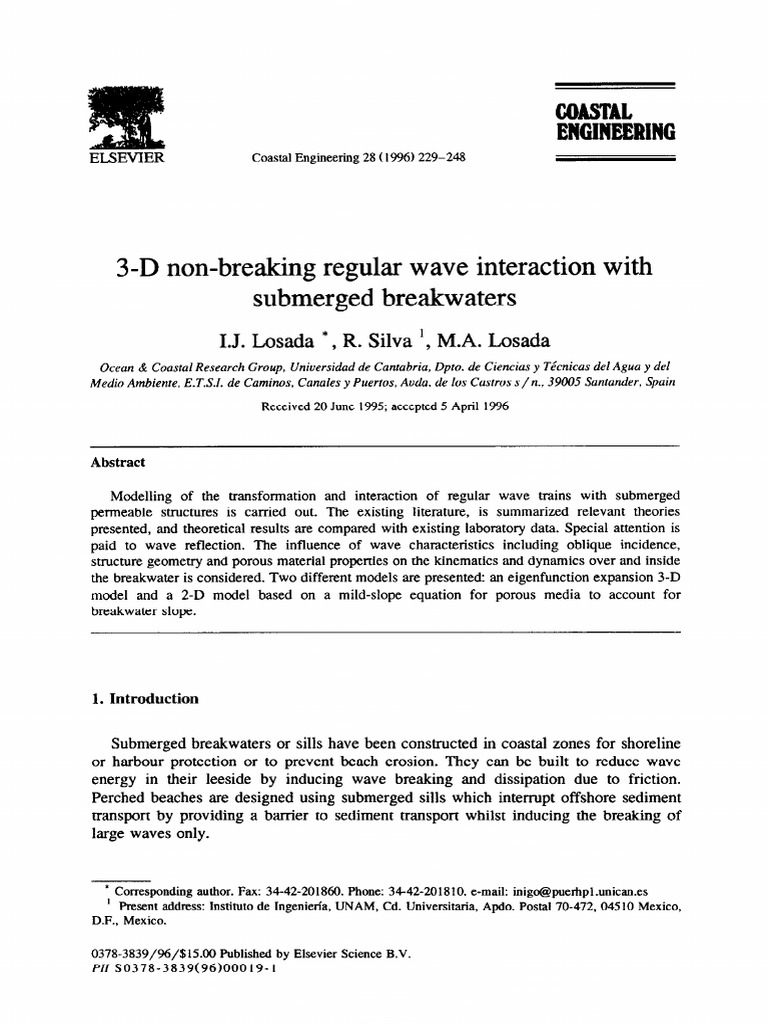 3-D Non-Breaking Regular Wave Interaction With Submerged Breakwaters ...