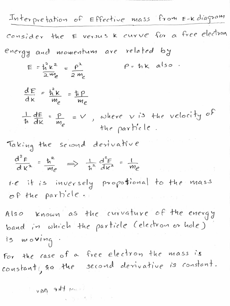 Effective Mass in Semiconductors Explained | PDF | Physics | Mass