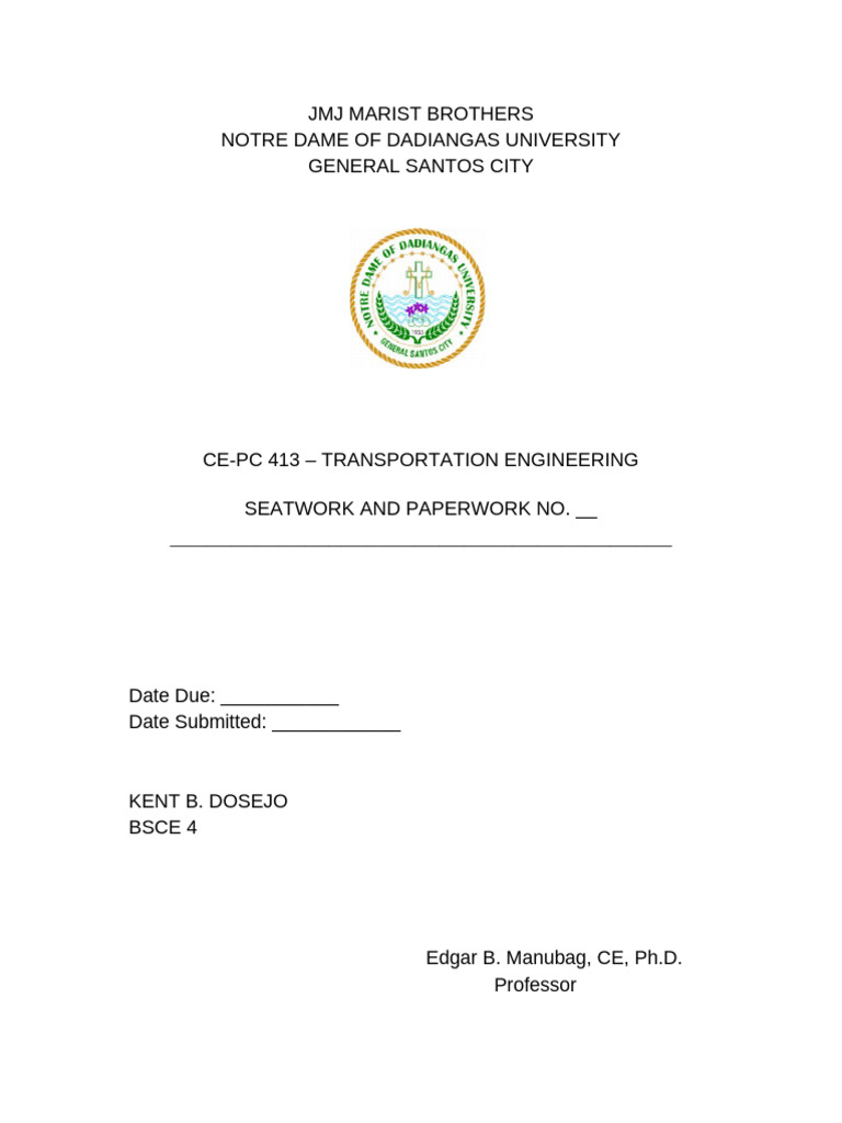 Transportation Engineering Cover Page | PDF