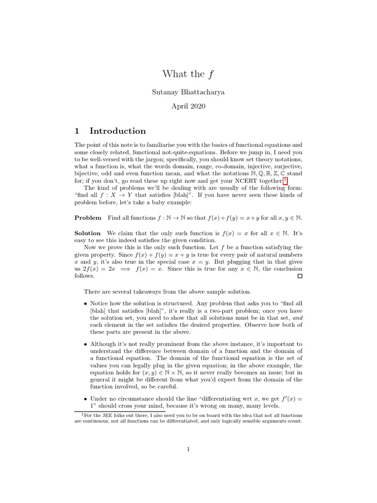 IMOTC Functional Equations | PDF | Function (Mathematics) | Recurrence Relation