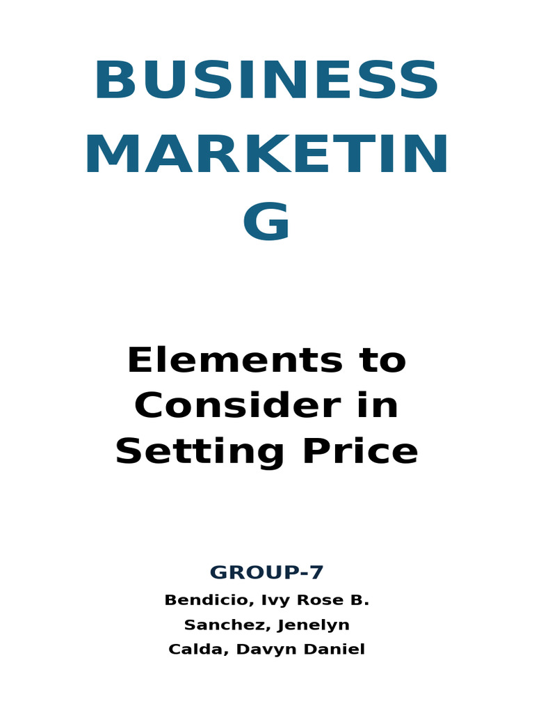 Business-Marketing GROUP 7 | PDF | Pricing | Prices