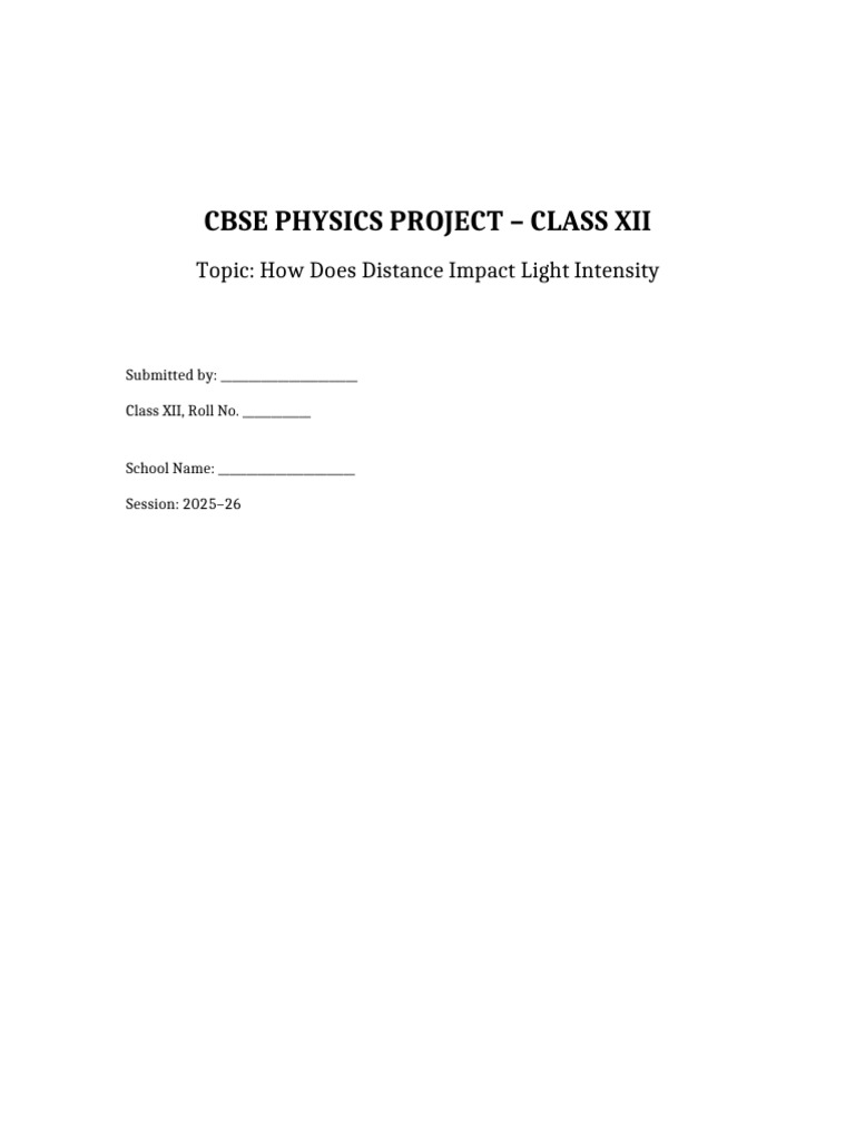 Impact of Distance on Light Intensity | PDF | Light | Physics