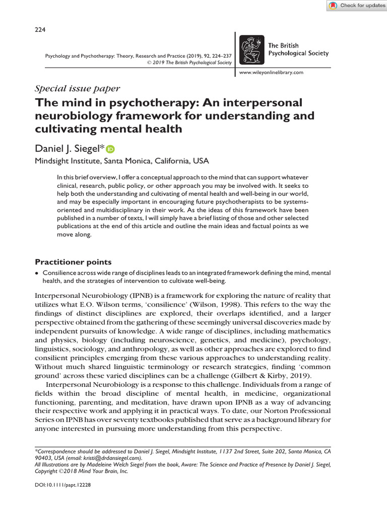 Psychol Psychother - 2019 - Siegel - The Mind in Psychotherapy An ...
