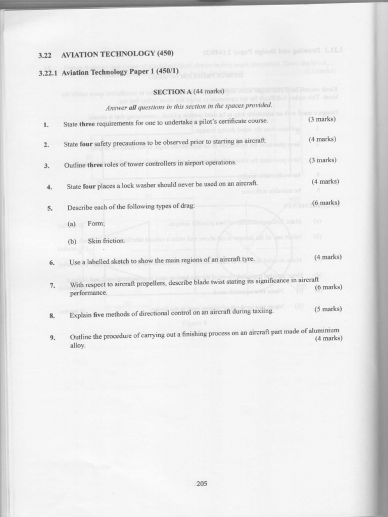 Aviation Technology Paper 1 Q-Atikaschooldotorg-2022-656 | PDF