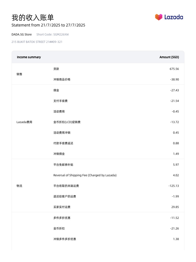 Lazada Income Statement Summary 2025 | PDF | Payments | Financial Services