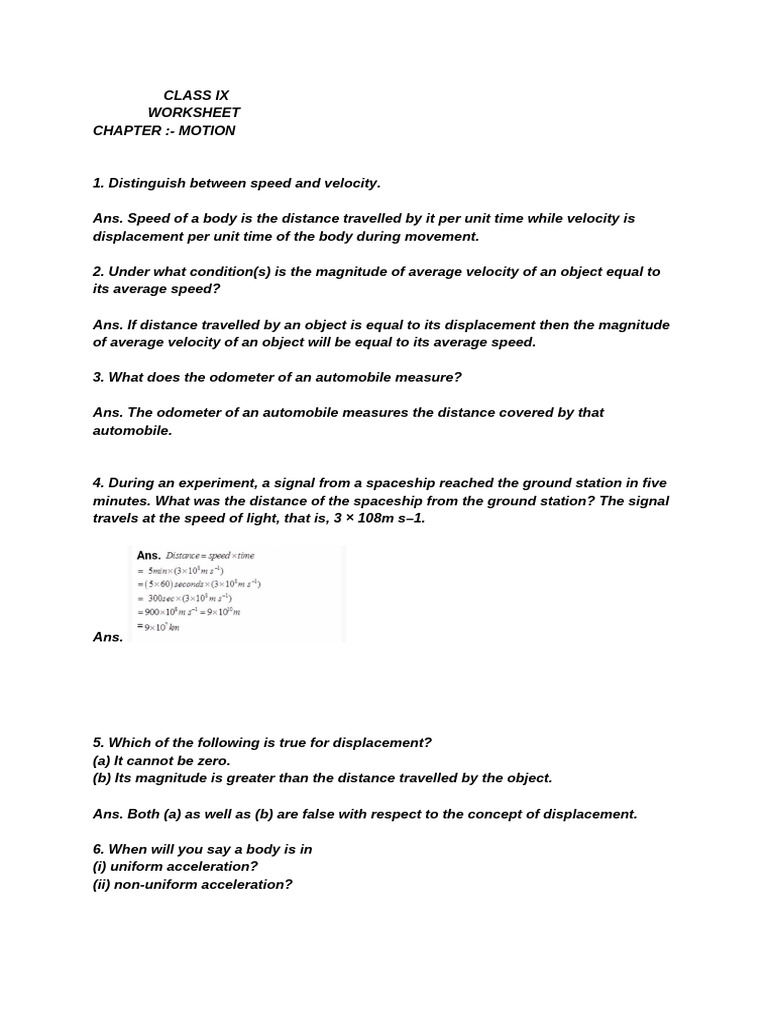 Class 9 Worksheet | PDF