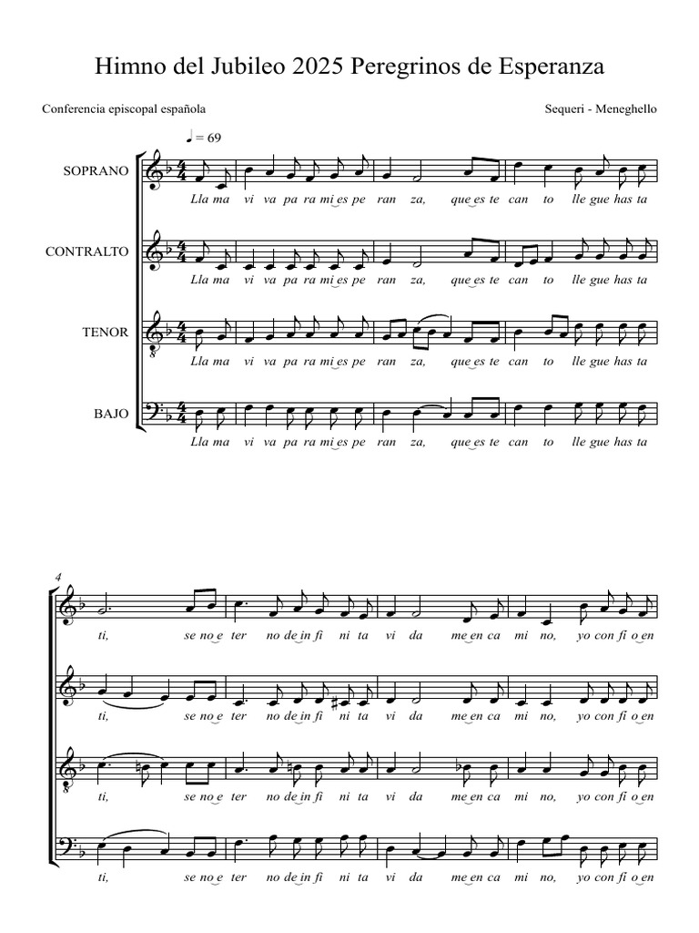 Himno Del Jubileo 2025 Peregrinos de Esperanza - Partitura Completa | PDF