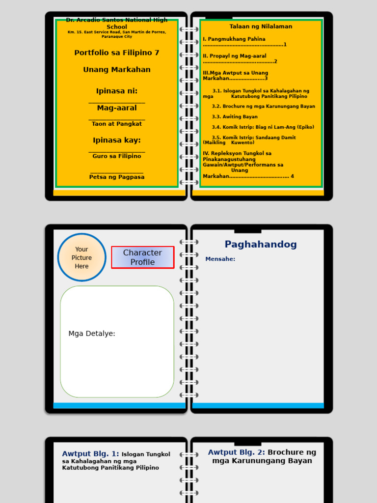 Portfolio Template Quarter 1 Filipino 7 | PDF