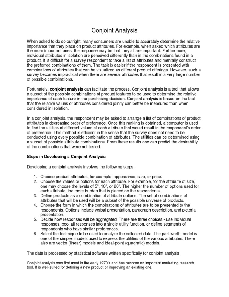 Conjoint Analysis | PDF | Utility | Cognition
