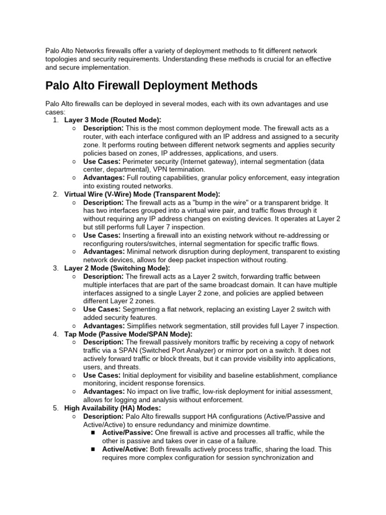 Palo Alto Firewall Deployment Modes Explained | PDF | Firewall ...