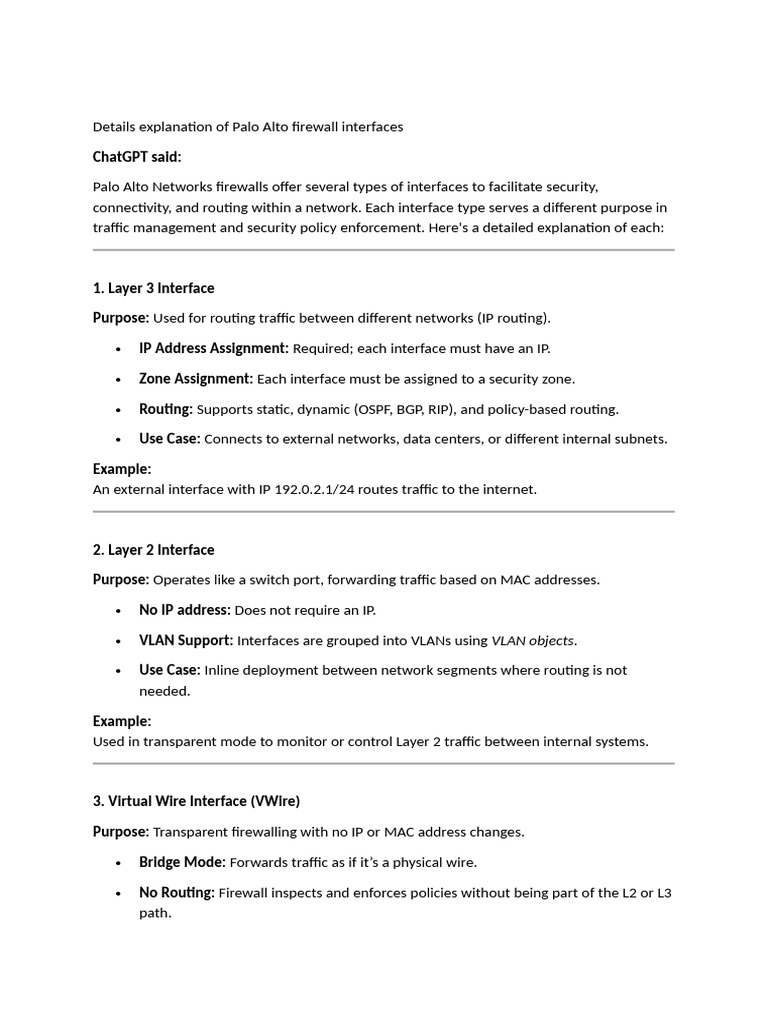 Details Explanation of Palo Alto Firewall Interfaces | PDF | Routing | Router (Computing)