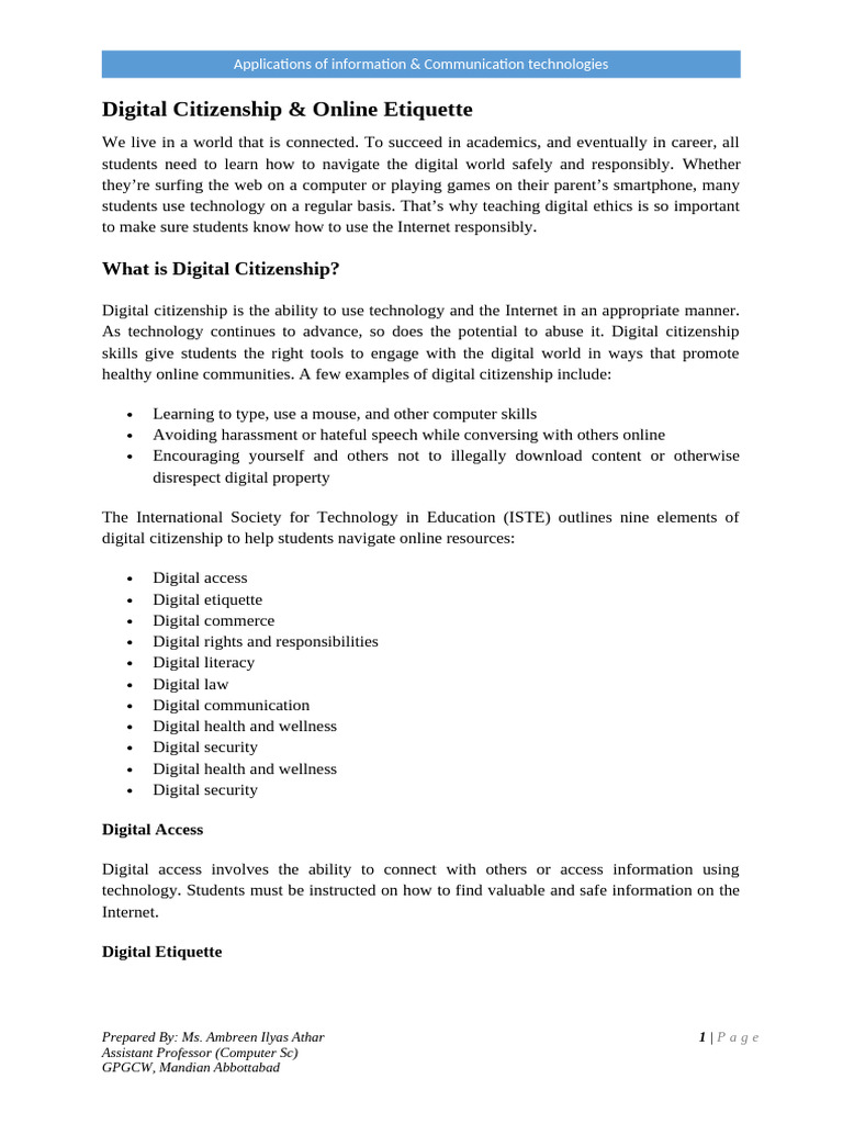 Digital Citizenship & Netiquette Guide | PDF | Cyberbullying | Harassment