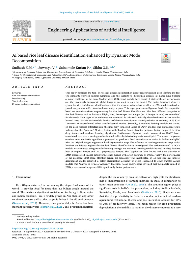 AI Based Rice Leaf Disease Identification Enhanced by Dynamic Mode ...