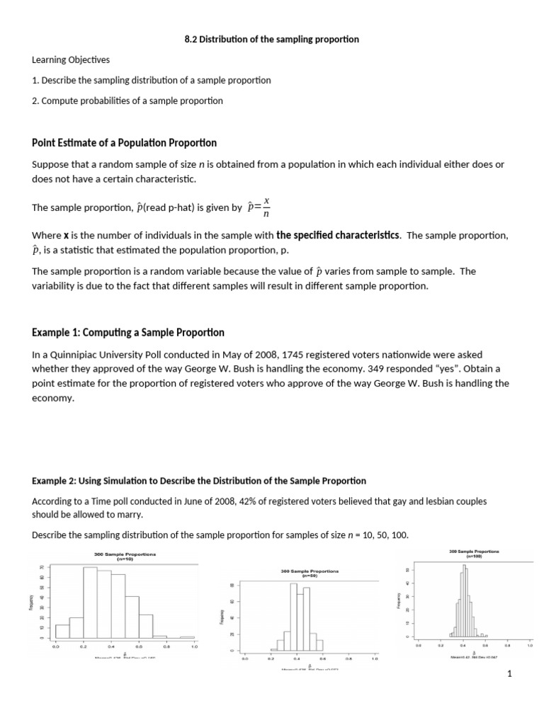 Point Estimate of A Population Proportion | PDF | Sampling (Statistics ...