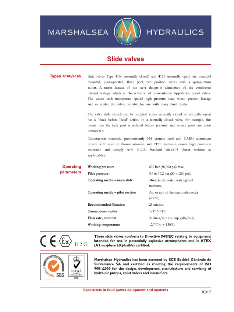 Bifold Marshalsea 4160 and 4165 Slide Valve | PDF