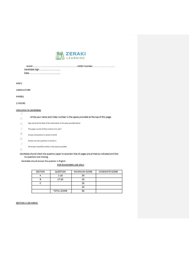 Form 4 Agriculture Assignment 219 1590682482793 Zeraki Learning | PDF ...