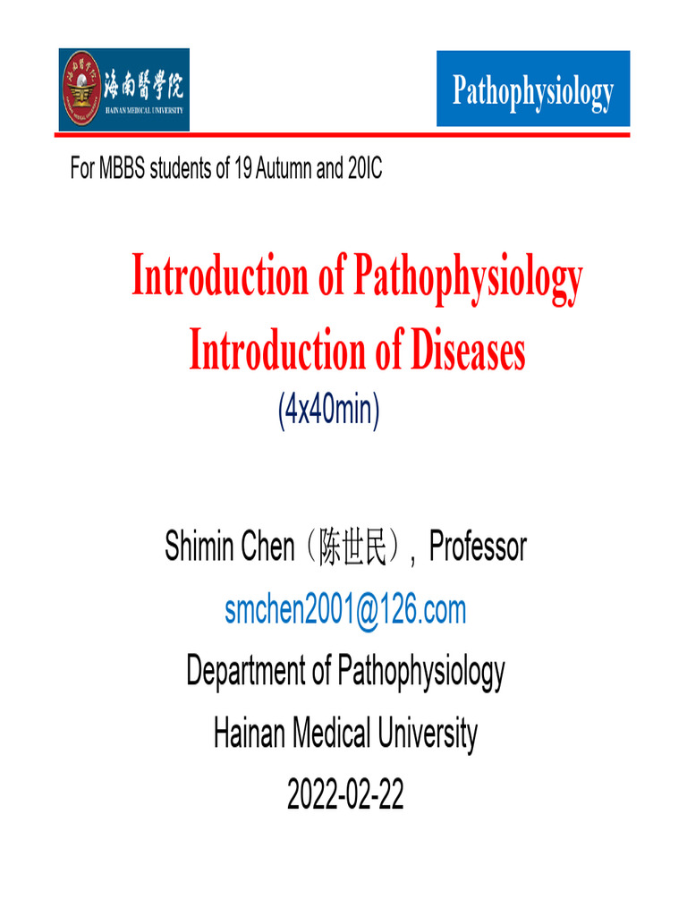 Introduction to Pathophysiology for MBBS | PDF | Pathology | Death