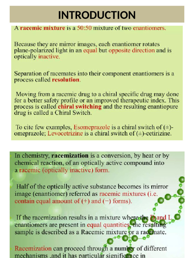 Racemic Mixture: Definition and Resolution Methods | PDF