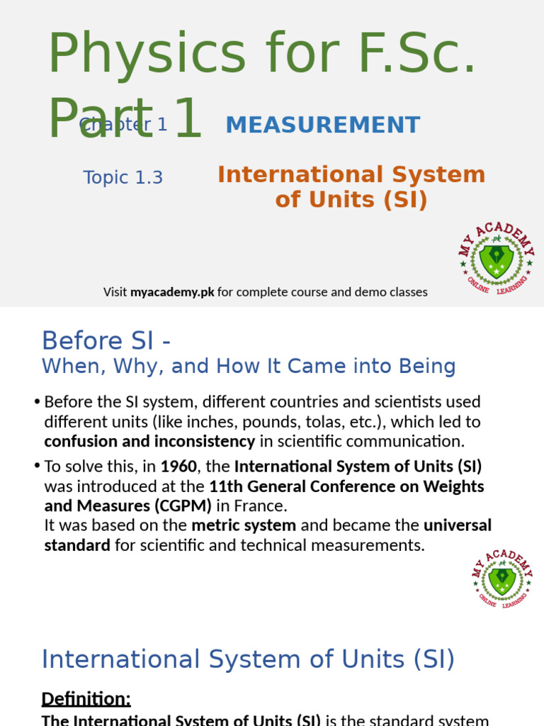 1.3. International System of Units SI | PDF | International System Of ...