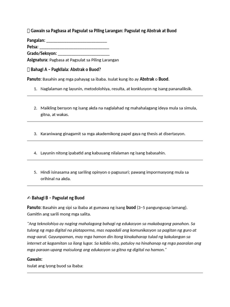 ? Gawain Sa Pagbasa at Pagsulat Sa Piling Larangan | PDF