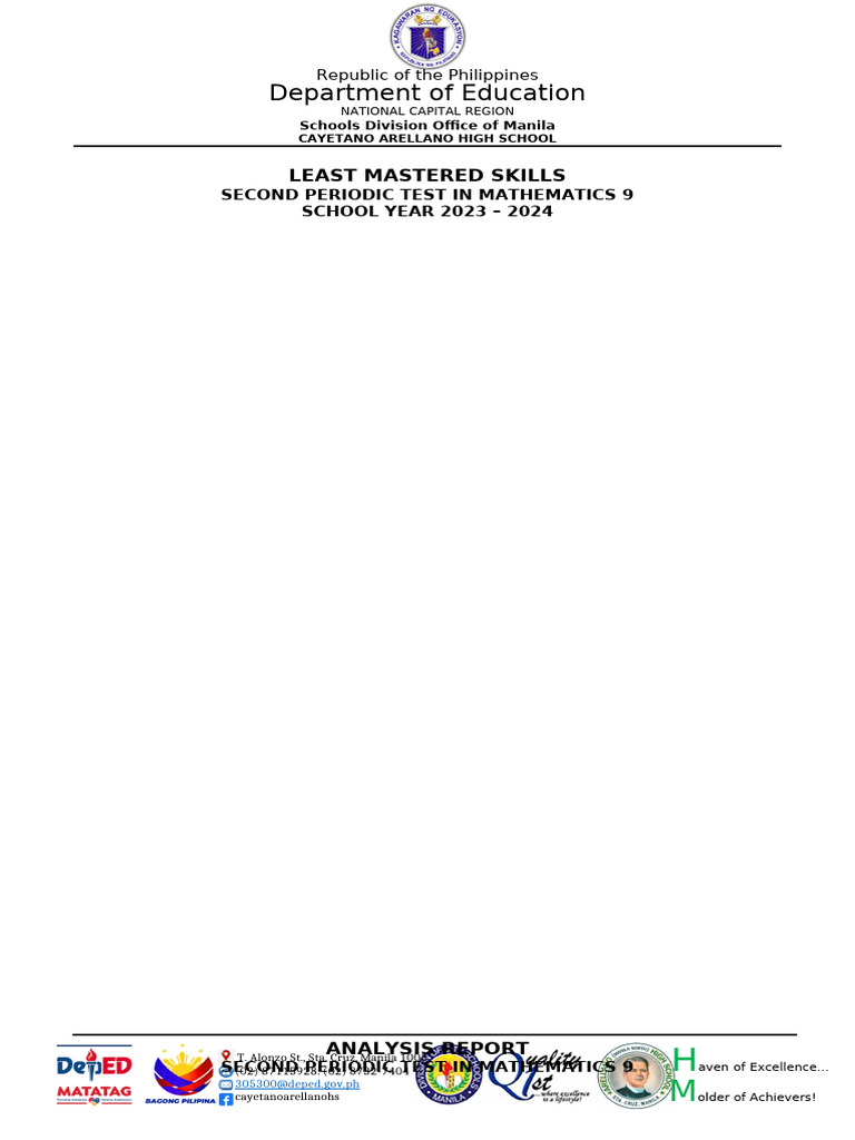 2nd PT LMS Analysis Report 2023 2024 | PDF