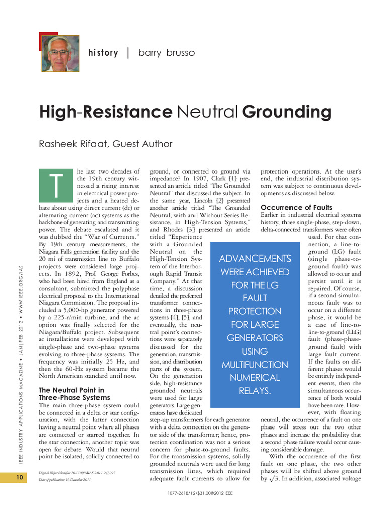 High Resistance Neutral Grounding History | PDF | Alternating Current | Manufactured Goods