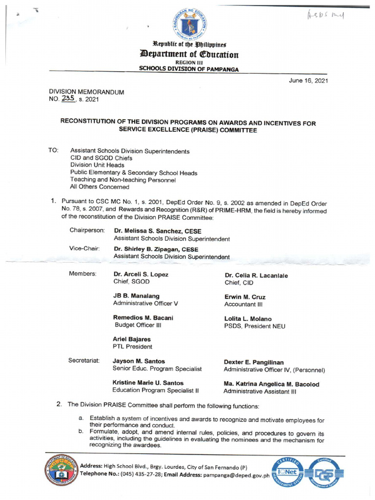 DM No. 235, S. 2021 | PDF