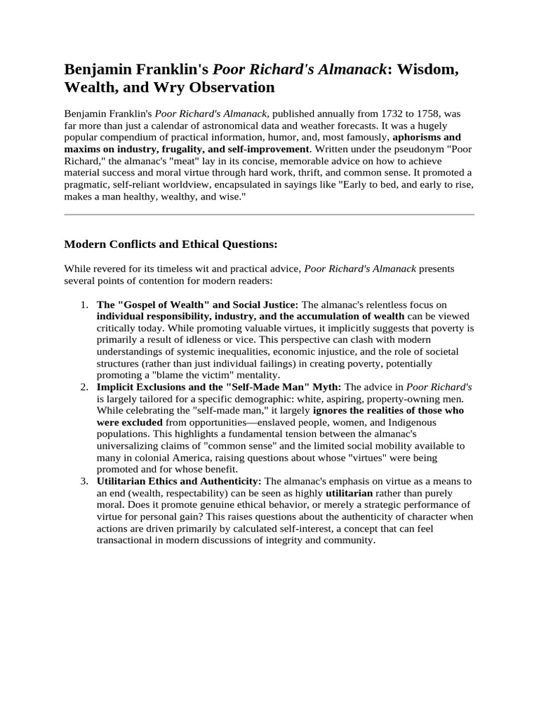 Insights from Poor Richard's Almanack | PDF