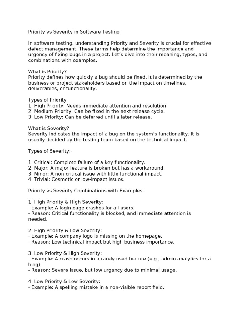 Understanding Priority and Severity in Testing | PDF