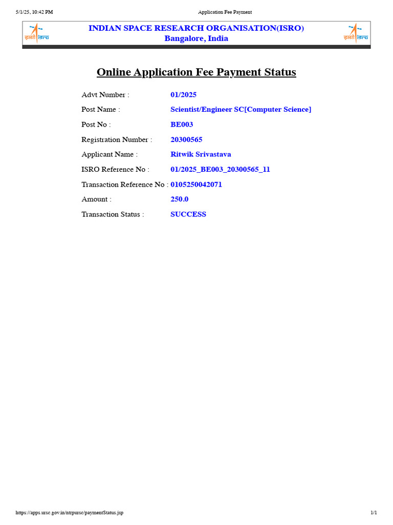 Application Fee Payment | PDF