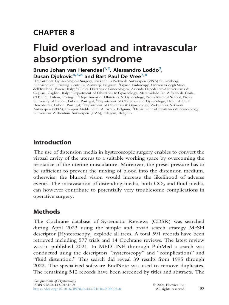 Fluid Overload in Hysteroscopy Risks | PDF | Clinical Medicine ...