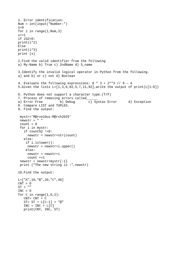 Error Identification | PDF