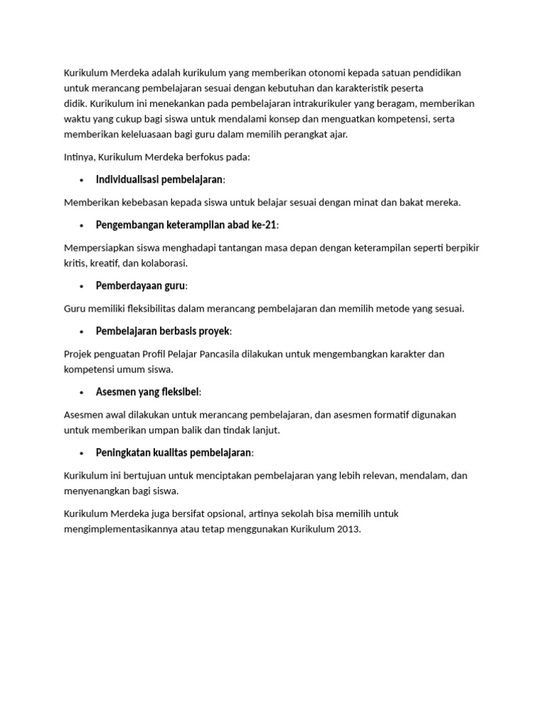Pengertian Kurikulum Merdeka | PDF