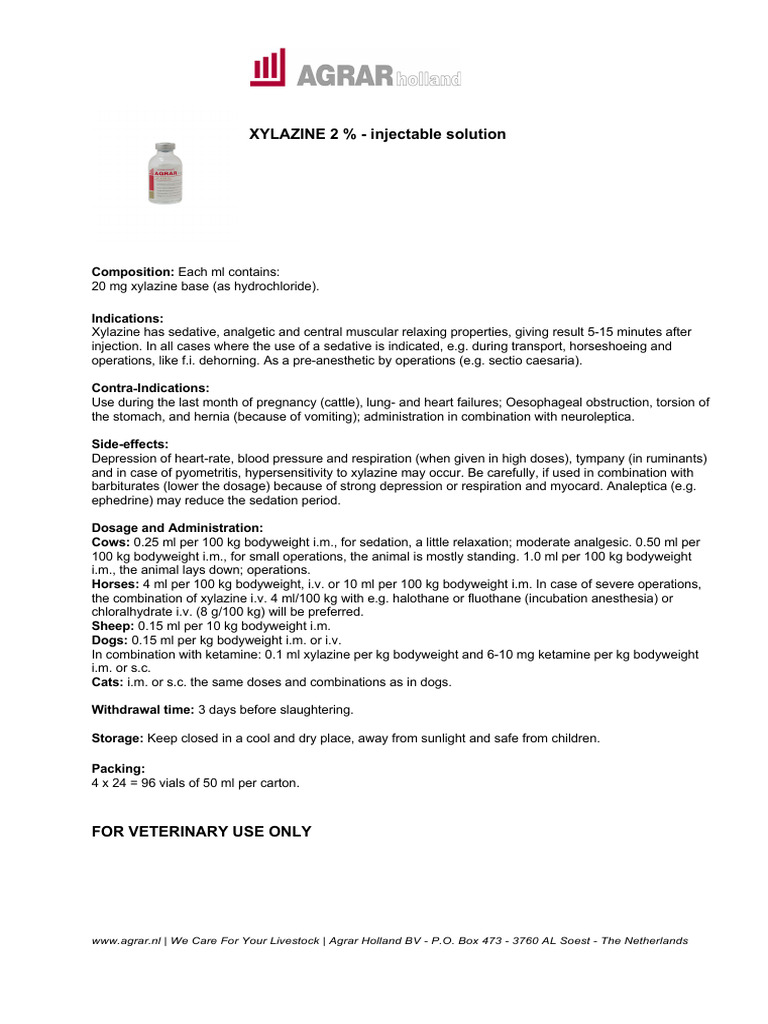 XYLAZINE2 - Injectable Solution | PDF