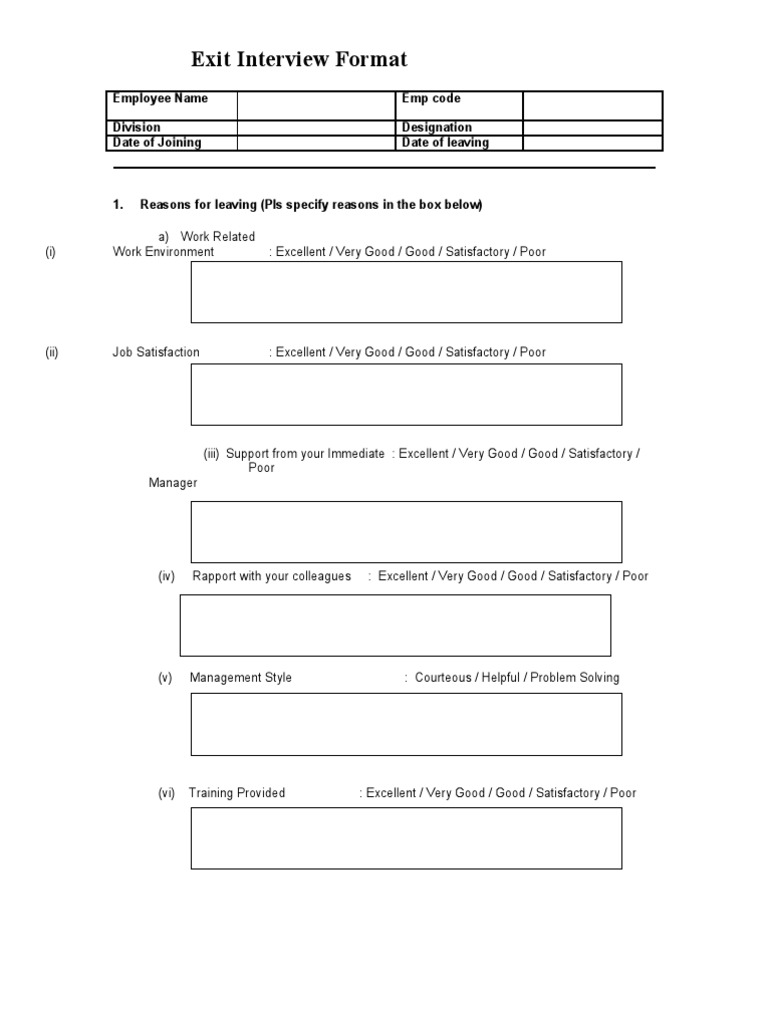 Exit Sample 1 | PDF | Employment | Behavioural Sciences