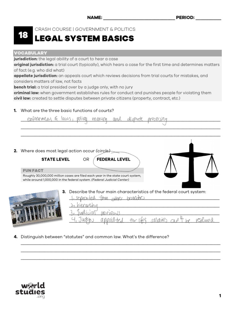 Legal System Basics: Crash Course - Government & Politics | PDF