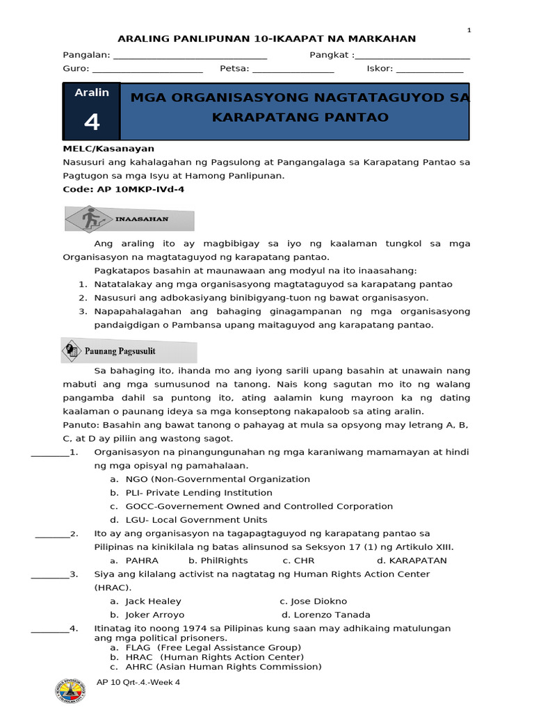 10 AP Qrt. 4 Week 4 Revalidate | PDF