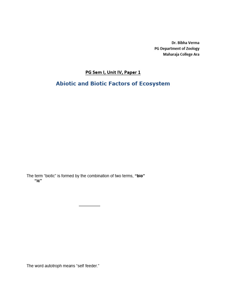 Abiotic and Biotic Factors of Ecosystem | PDF | Ecosystem | Systems Ecology