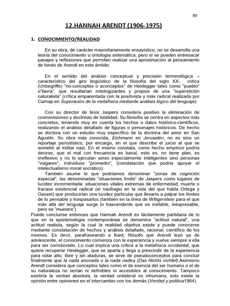 Hannah Arendt | PDF | Hannah Arendt | Agustín De Hipopótamo
