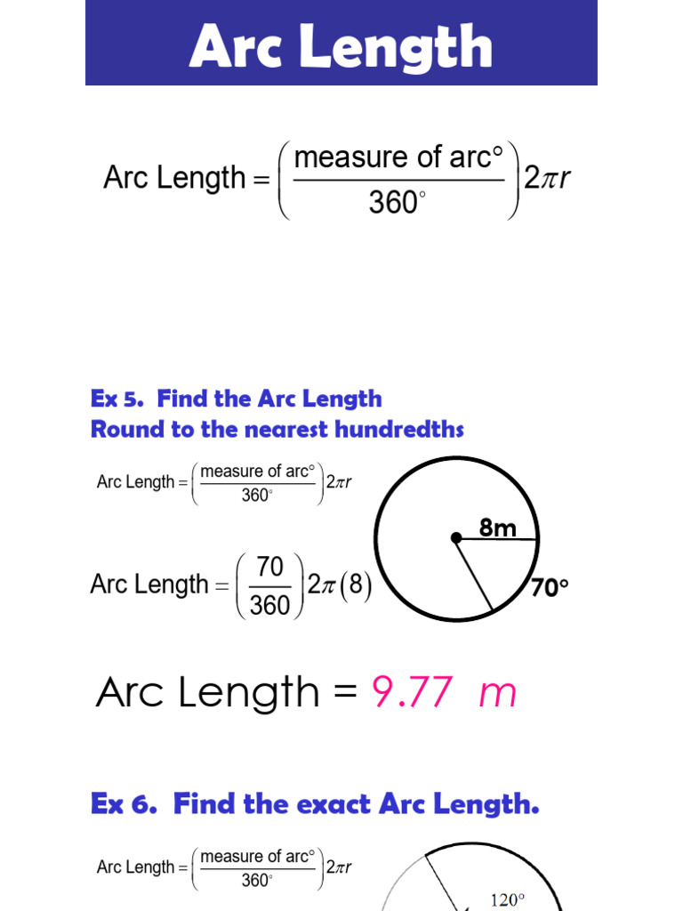 Arc Length and Sector Area Formulas | PDF