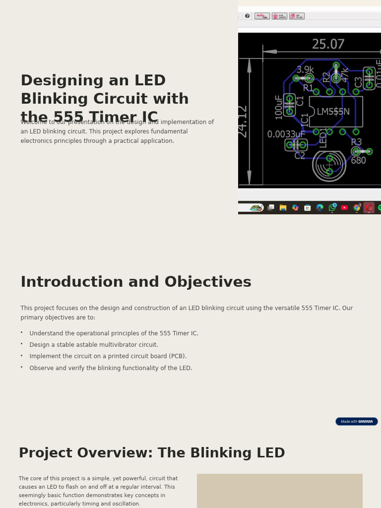 Designing An LED Blinking Circuit With The 555 Timer IC | PDF | Printed ...