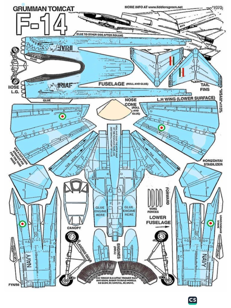 F14-A Tomcat Iriaf Papercraft Template | PDF
