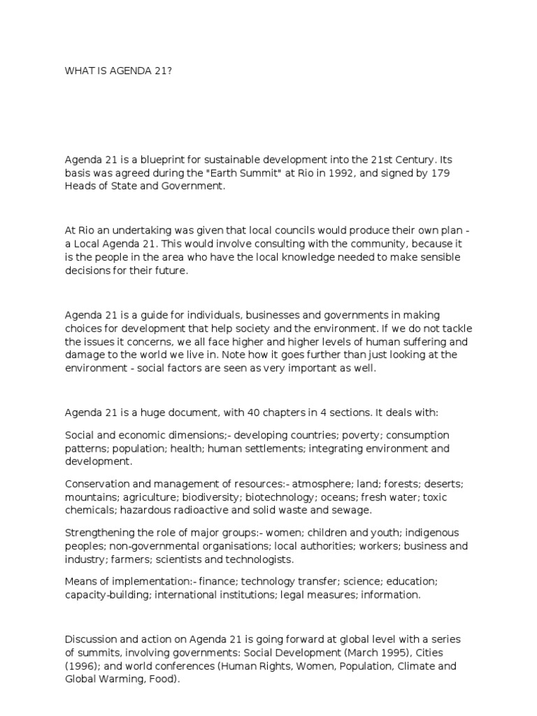 What Is Agenda 21 | PDF | Natural Environment | Sustainable Development
