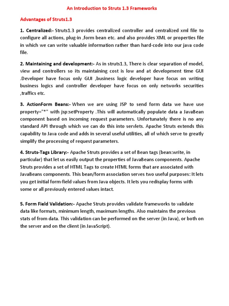 An Introduction To Struts 1 | PDF | Model–View–Controller | Java Server Pages