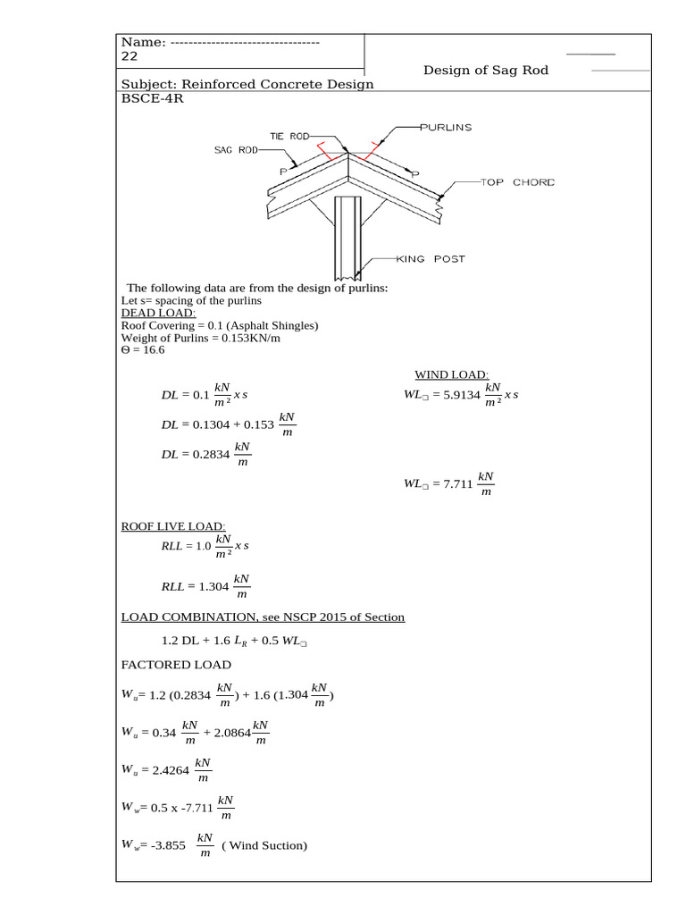 Sag Rod and Tie Rod Design Details | PDF | Structural Load | Building ...