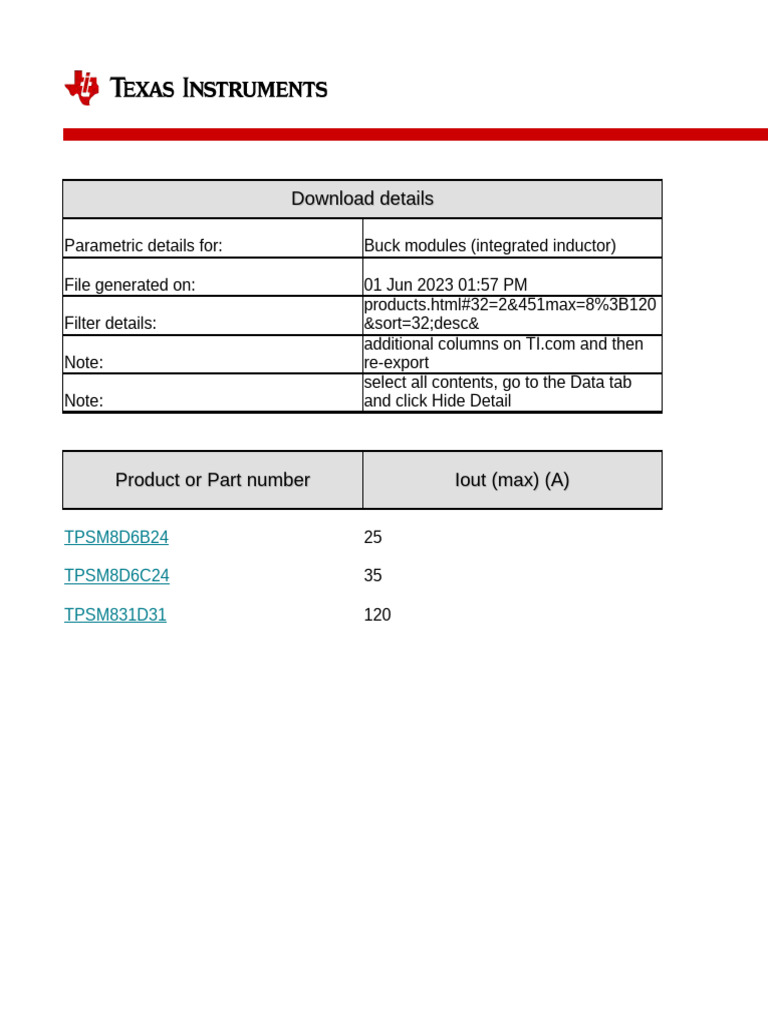 Buck Modules (Integrated Inductor) - Parametrics-20230601135758 | PDF | Electrical Engineering ...
