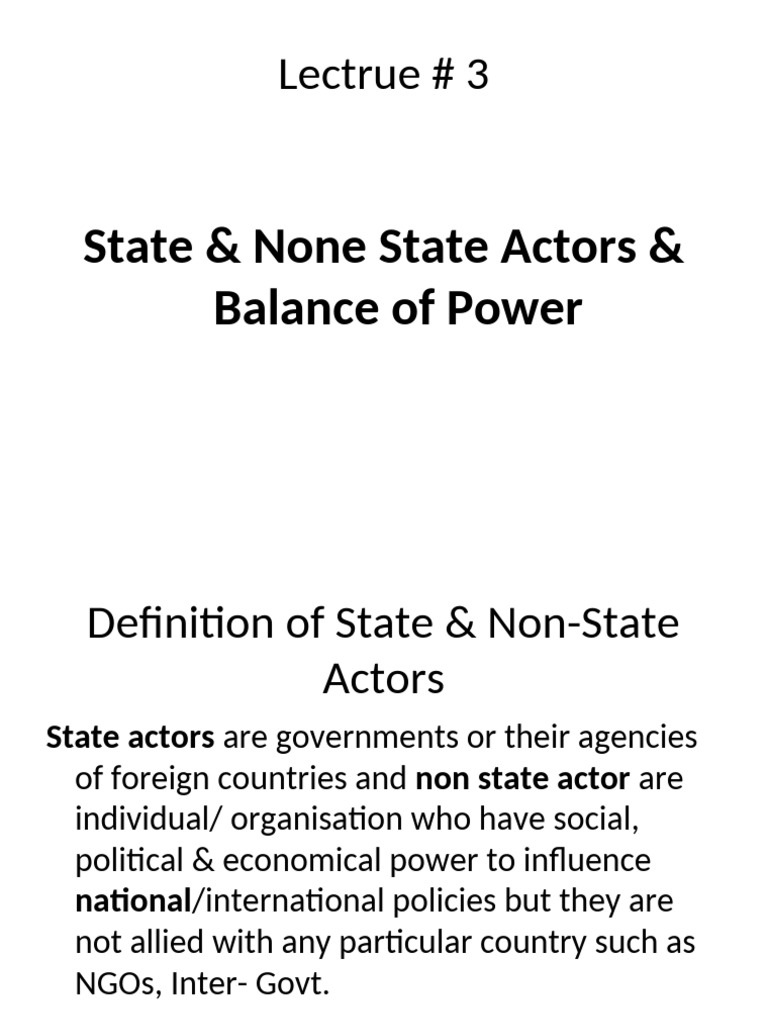 Defining State and Non-State Actors | PDF | Non Governmental ...