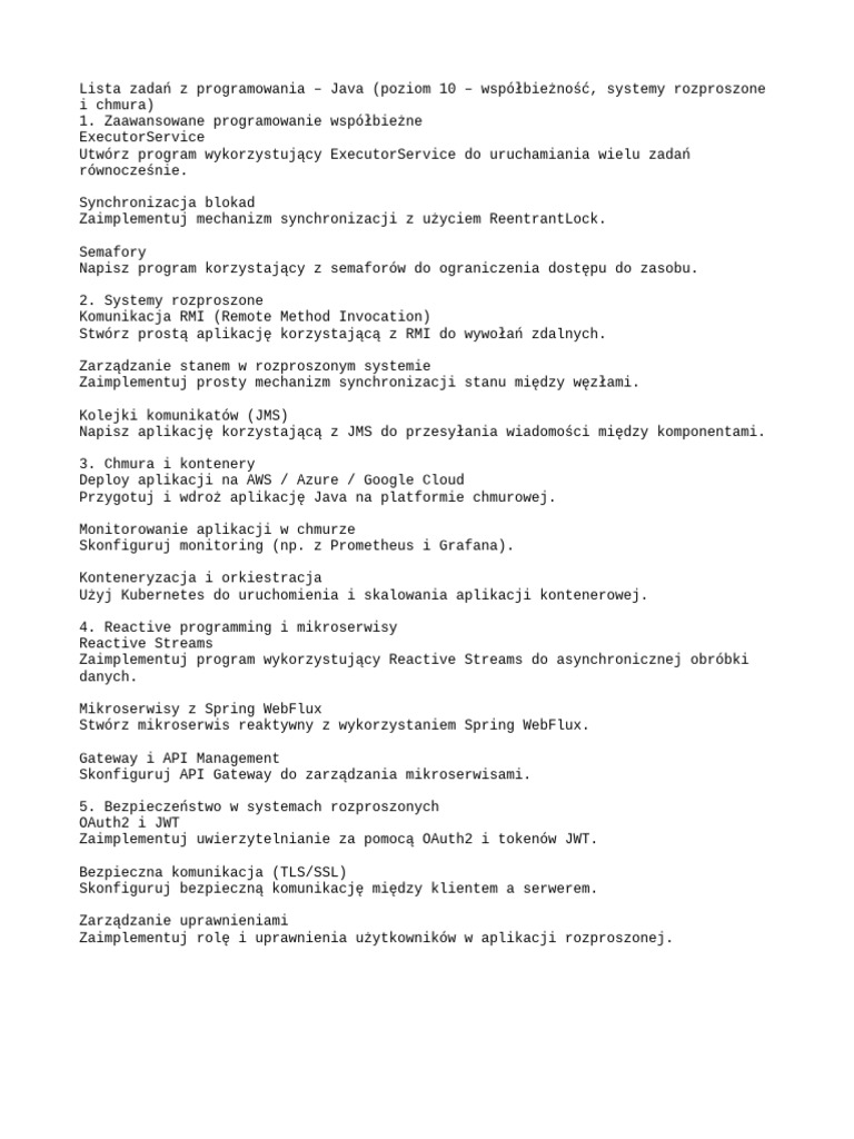 Lista Zadań Z Programowania - Java 10 | PDF