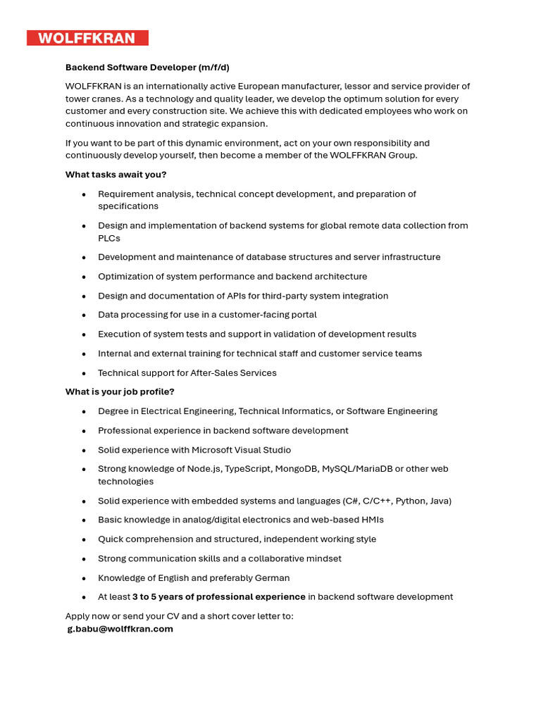 Backend Software Developer | PDF