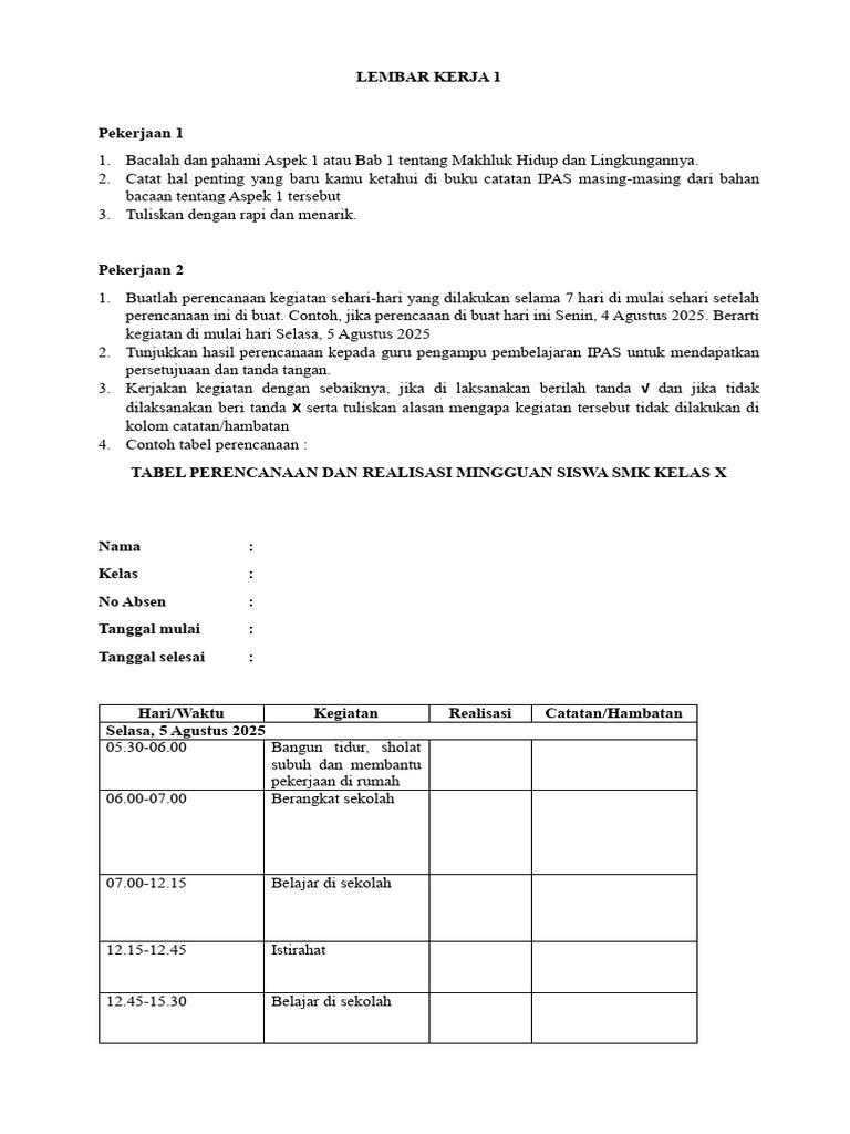 Lembar Kerja 1 | PDF